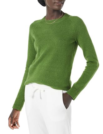 Amazon Essentials Damen-Pullover mit Rundhalsausschnitt, Klassische Passform, weich, langärmelig, Grün, Größe XS