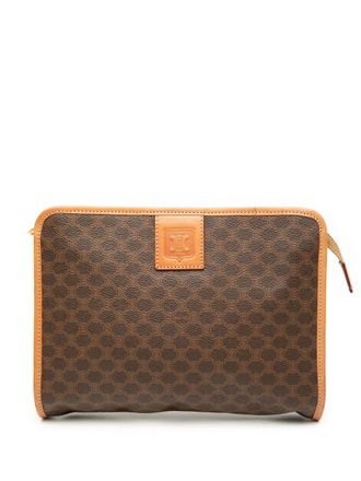 Celine 2013 Macadam Clutch aus beschichtetem Canvas - Braun