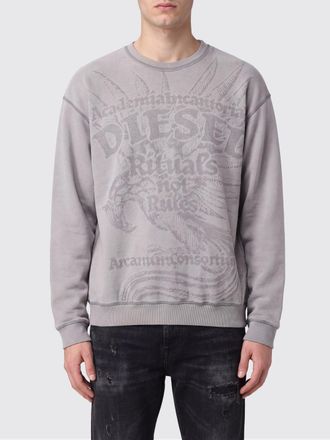 Diesel Sweatshirt col rond relaxed fit en coton m&eacute;lang&eacute; &agrave; imprim&eacute; graphique