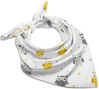Generic Foulard carré en soie avec motif chouette mignonne et légère - Écharpe à pois pour cheveux - Respirant - Cadeau pour femme et homme, multicolore, 60x6