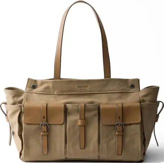 Prada Prada Route Canvas And Leather Tote Bag