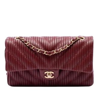 Chanel Pre-owned Gesteppte Plissierte Double Flap Umh&auml;ngetasche - - Pre-owned - Damen - Rot - ONE SIZE