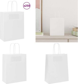 vidaXL Vidaxl - Papiertragetaschen 250 Stk. mit Henkeln Wei&szlig; 18x8x22 cm