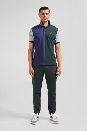 Eden Park Polo Manches Courtes Colorblock En Piqu&eacute; Coton Vert Coupe Regular