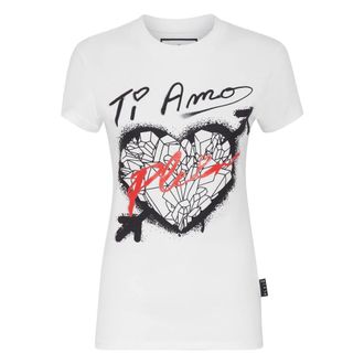Philipp Plein Femme, Tops, Blanc, Taille: 38 FR T-shirt Col Rond Pure Fit
