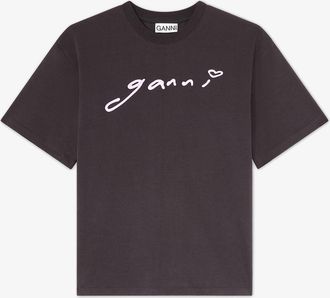 Ganni gemischt T-Shirt in Grau Bio-Baumwolle - Gr&ouml;&szlig;e XS