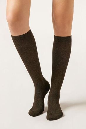 Calzedonia Lange Socken Mit Kaschmir Und Glitzer Braun