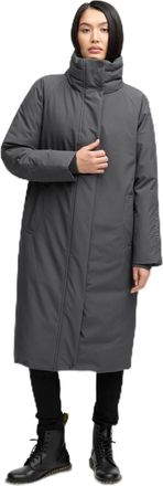 Navahoo Damen langer Wintermantel warmer Parka mit hohem Stehkragen und magnetischer Abdeckleiste Traumbl&uuml;te 14 Anthracite Gr. XL