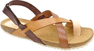 Morxiva Made in Spain - Sandales pour Femmes en Cuir avec Semelle en liège et Assise Plantaire en Cuir. Belle et Confortable été Pantoufles Scratch dété pour 