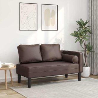 vidaXL Chaise longue avec coussins marron similicuir - Vidaxl