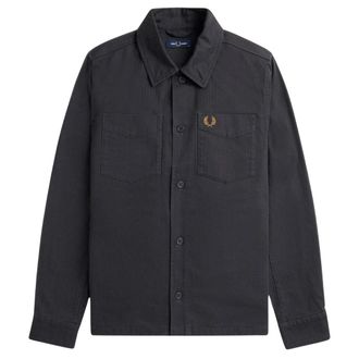 Fred Perry Hemdjacke Mit Fischgr&auml;tenmuster Und Ankermuster In Grau