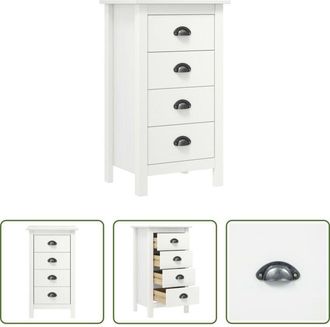 vidaXL Kiefer Sideboard - Sideboard Hill Wei&szlig; 46x35x80 cm Massivholz Kiefer