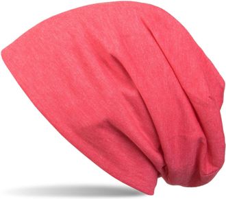 styleBREAKER Unisex Stoff Beanie M&uuml;tze einfarbig, leicht und weich, Longbeanie Slouch Beanie 04024018, Farbe:Koralle