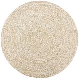 vidaXL Teppich Handgefertigt Jute Wei&szlig; und Braun 180 cm - Vidaxl