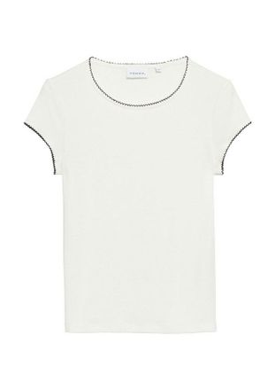 Comma Kurzarmshirt T-Shirt T-Shirt aus Viskosemix mit Kontrastdetail