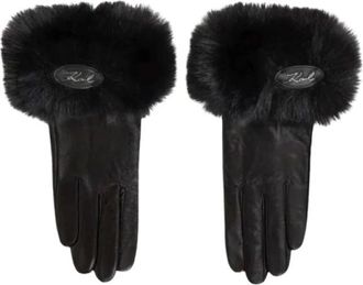 Karl Lagerfeld Femme, Accessoires, Noir, Taille: M K/Signature Faux-Fur Gloves