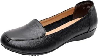 Generic Mocassins en Cuir décontractés pour Femmes, Ballerines à Semelles Souples, Mocassins Confortables, Chaussures à Enfiler, Chaussures de Travail,Noir,35