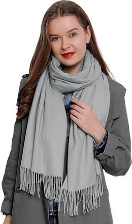 DonDon &Eacute;charpe femme hiver chaud et douce Ch&acirc;le Etole Foulard 185 x 65 cm - gris clair