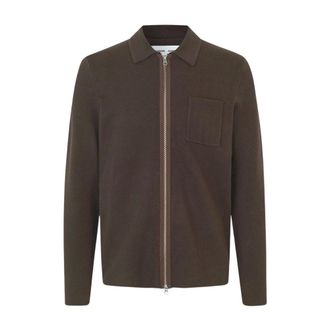 Sams&oslash;e & Sams&oslash;e Gilet Tricot&eacute; avec Fermeture &Eacute;clair - Homme - Pulls - Brun - Taille: S