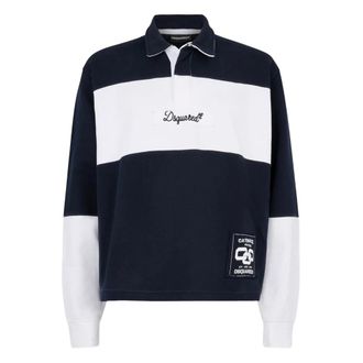 Dsquared2 Logo-Patch-Polohemd mit Streifen - - Tops - Herren - Blau - S