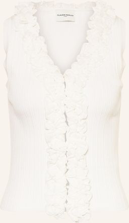 Claudie Pierlot Claudie Pierlot Strickweste Mit R&uuml;schen weiss