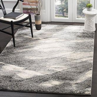 Safavieh Retro Collection RET2891-8012 Tapis décoratif - 1,2 x 1,8 m, Gris et Ivoire, Design Abstrait Moderne, ne perd Pas Ses Poils et Facile dentretien, idéa