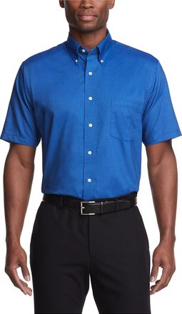 Van Heusen Herren Kurzärmeliges Anzughemd Regular Fit Oxford Solid Klassisches Hemd, English Blue, 16.5-17 Neck