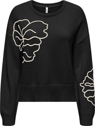 Only Onlpetra Ls Flower Emb O-Neck Cc KNT