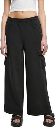 Urban Classics Pantalon Cargo en Tissu éponge pour Femme Taille Haute à Jambes Larges, Noir, XXXXXL