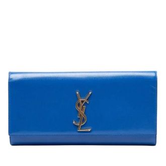 Saint Laurent Pre-owned Leder Clutch - - Pre-owned - Damen - Blau - ONE SIZE