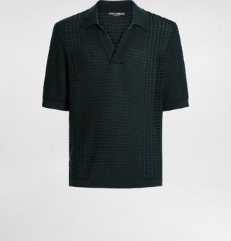 Dolce & Gabbana Wool Polo Shirt - Mann Strickwaren Green Xs