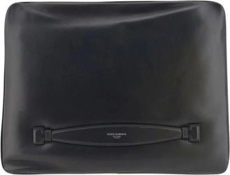 Dolce & Gabbana Homme, Sacs, Noir, Taille: ONE Size Pochette en Cuir avec Monogramme et Fermeture &Eacute;clair