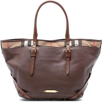 Burberry Shopper - Medium House Check Trimmed Leather Salisbury Tote - Gr. unisize - in Braun - f&uuml;r Damen