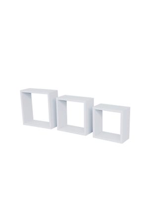 CARRYHOME Wandregalset, Wei&szlig;, Holzwerkstoff, 3-teilig, Wohnzimmer, Regale, Wandregale