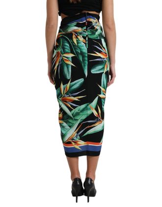 Dolce & Gabbana Floral Wrap Silk Skirt - Black