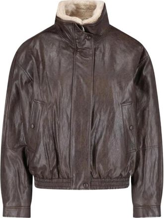 Low Classic Jacke aus Kunstleder mit Pelzkragen - - Jackets - Damen - Braun - XS