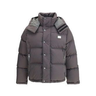 Dolce & Gabbana Gepolsterte Daunenjacke mit abnehmbarer Kapuze - - Jackets - Herren - Grau - XL