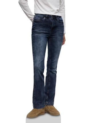Street One Damen 3715934 Bootcut Jeans, Blue Black Random Washed, 28W / 30L EU