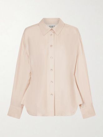 R&oacute;he Gestreiftes Hemd Aus Seiden-twill - Pink