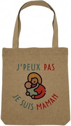 Fabulous Sac Shopping Tote Bag Aspect Lin - JPeux Pas Je Suis Maman M&egrave;re Enfant B&eacute;b&eacute; - Sac de Courses Toile Epaisse 360g Beige Naturel Cabas Port&eacute; Epaule Solid