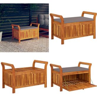 vidaXL Vidaxl - Garten-Truhenbank mit Kissen 91 cm Massivholz Akazie - Holzbank - Gartenbank - Truhenbank - Stauraumbank - Outdoor M&ouml;bel - Home & Living