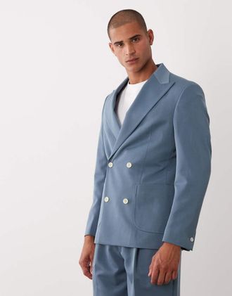 Asos Regular-Fit-Anzugjacke in Mittelblau