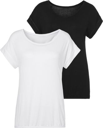 Vivance Damen Kurzarmshirt im 2er-Pack, lockere Passform, l&auml;ssig