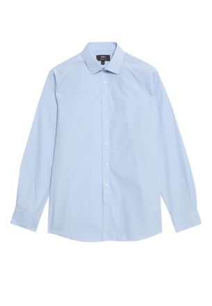 Marks and Spencer Bügelleichtes Hemd In Normaler Passform Aus Baumwollmischgewebe Herren Hellblau 39/40 cm (UK 15.5In)