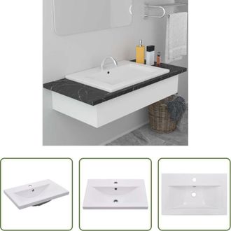 vidaXL Waschbecken Keramik - Einbauwaschbecken 61x39,5x18,5 cm Keramik Wei&szlig;