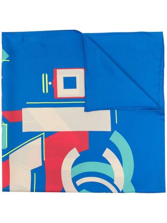Chanel foulard &agrave; imprim&eacute; g&eacute;om&eacute;trique - Bleu
