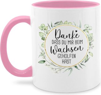 Shirtracer Tasse Tassen 325ml - Erzieherin - Danke dass du mir beim Wachsen geholfen hast - 325 ml - Rosa - für erzieherinnen abschied geschenk erzieher geschenk