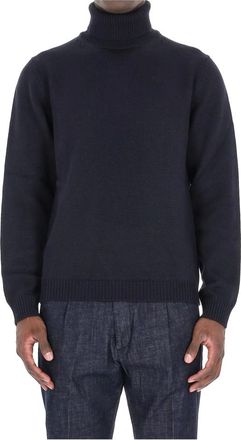 Roberto Collina Homme, Pulls, Bleu, Taille: L Pull en Mérinos Bleu de Haute Qualité