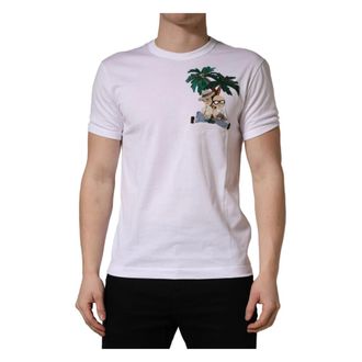 Dolce & Gabbana Palm Embroidered Crew Neck T-shirt - - Tops - Herren - Wei&szlig; - S