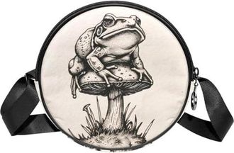 Generic Sac &agrave; bandouli&egrave;re rond rond pour femme, motif grenouille, avec fermeture &eacute;clair, bretelles r&eacute;glables, style d&eacute;contract&eacute;